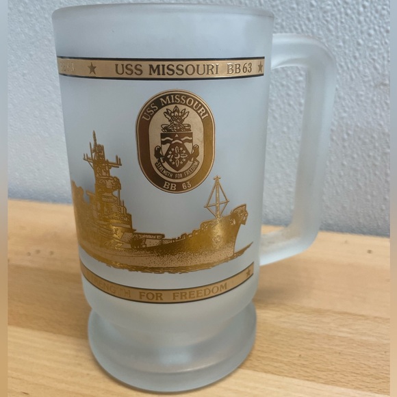 Kapan-Kent Company | Dining | Uss Missouri Bb 63 Frosted Glass Stein ...